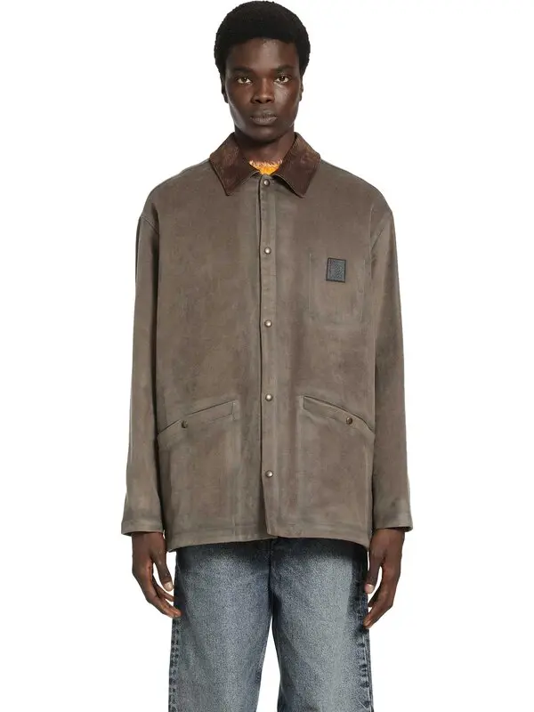 Loewe Overshirt In Cotton Blend - Brown