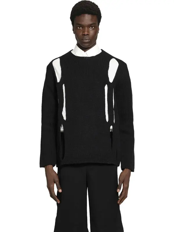 Comme Des Garçons Cut-out Knitted Sweater - Black