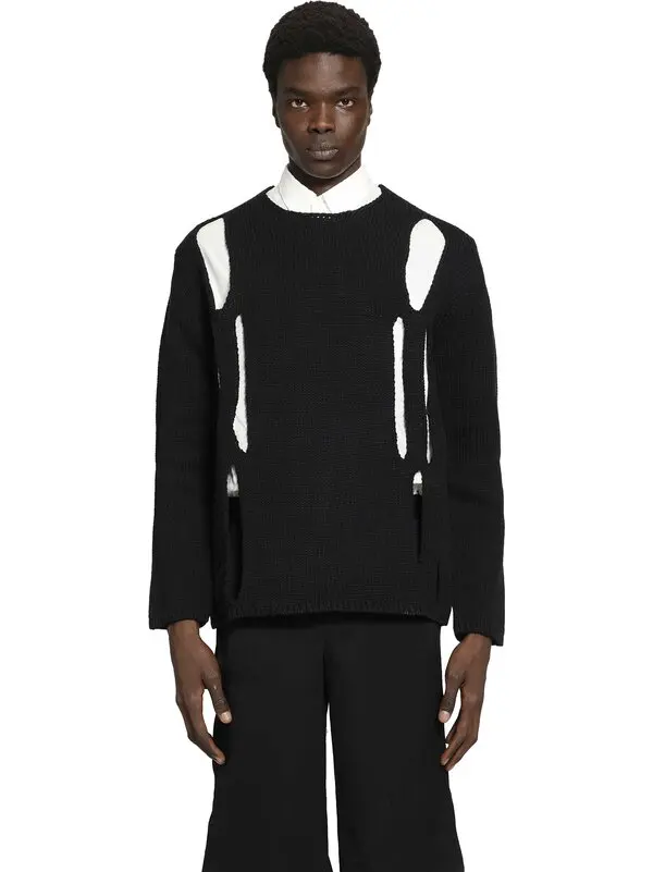 Comme Des Garçons Cut-out Knitted Sweater - Black