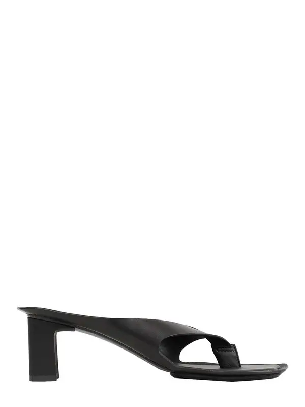 MAISON MARGIELA Leather Square Toe Flip Flop Mules - Black