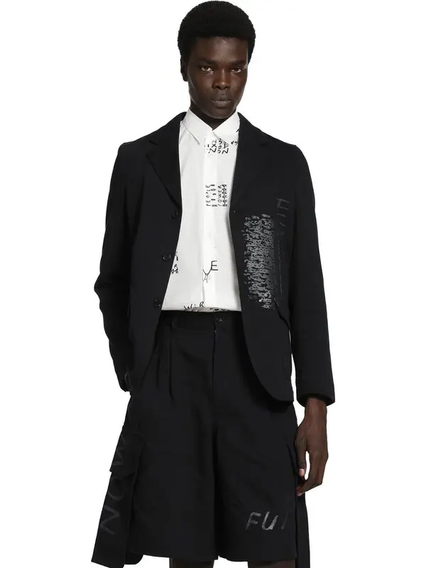Comme Des Garçons Black Cotton Graphic Print Blazer - Blue