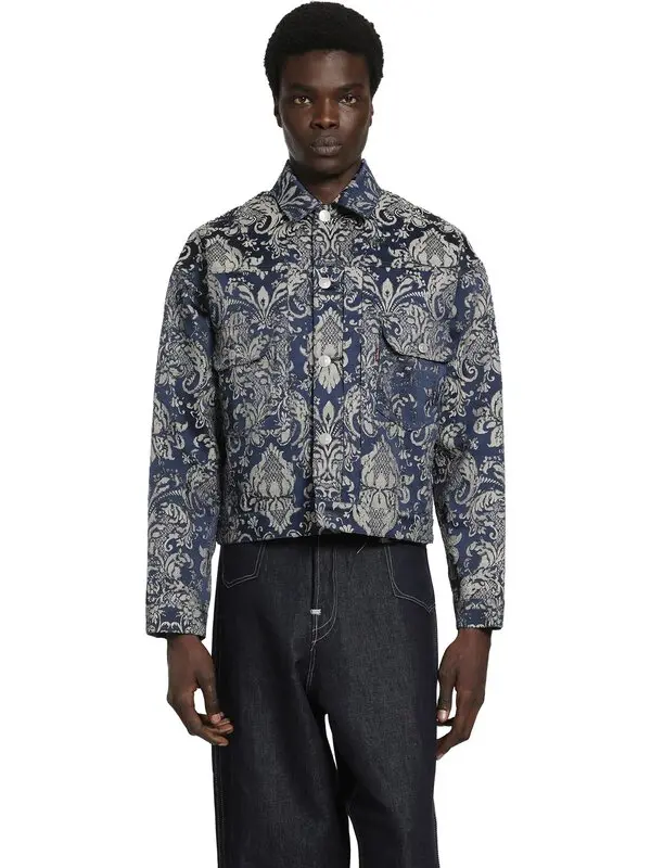 Junya Watanabe X Levi's Damask Floral Cropped Jacket - Blue