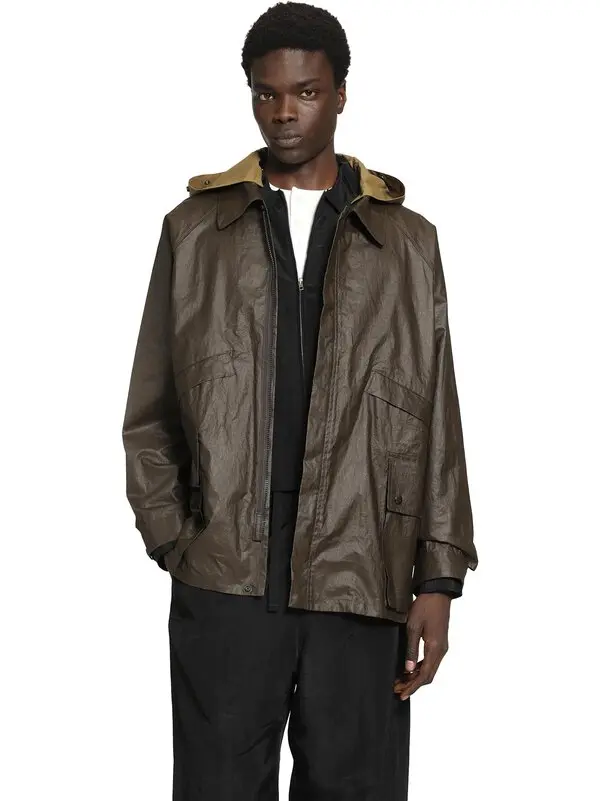 LEMAIRE Coated Technical Linen Rain Jacket - Brown