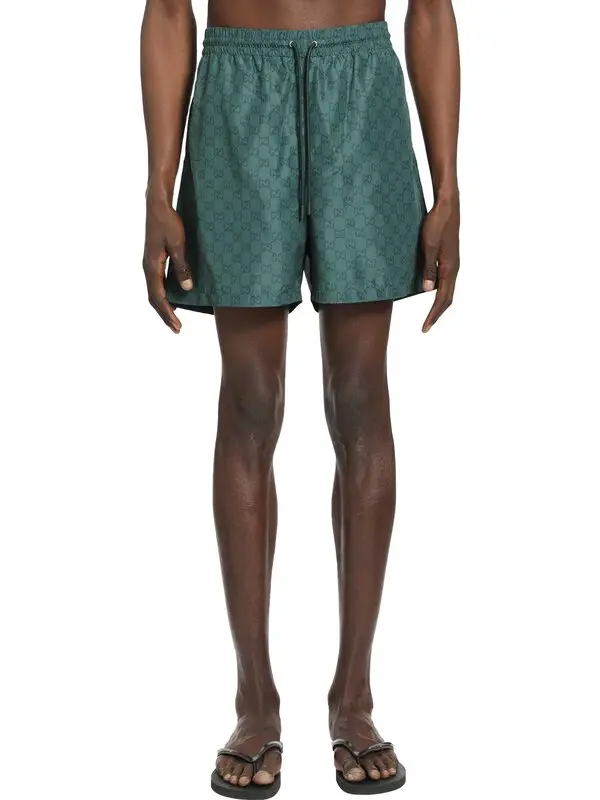 Gucci Gg Motif Swim Shorts - Green