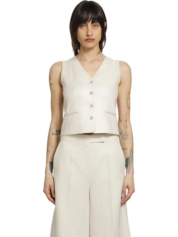 Max Mara Linen And Cable-knit Gilet - Beige