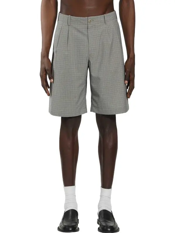 Our Legacy Frosted Moss Checked Tailored Bermuda Shorts - Grey