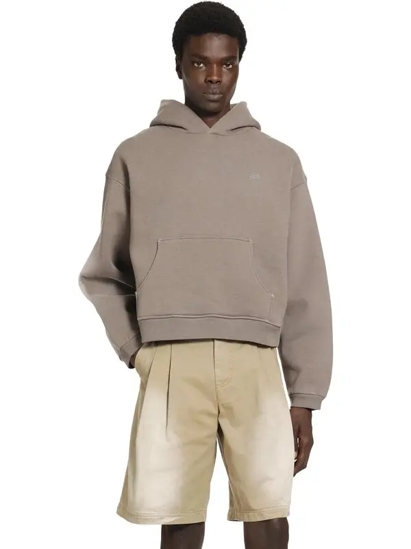 ERL Heathered Cotton Fleece Cropped Hoodie - Grey