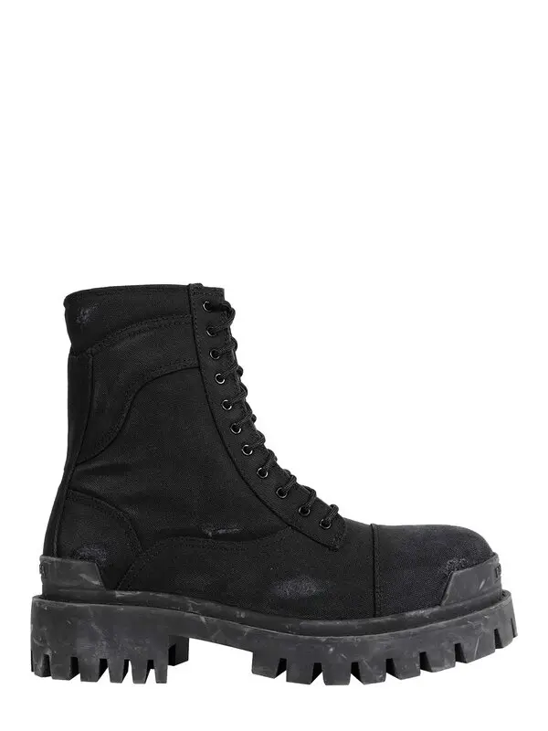 Balenciaga Canvas Combat Strike Boots - Black