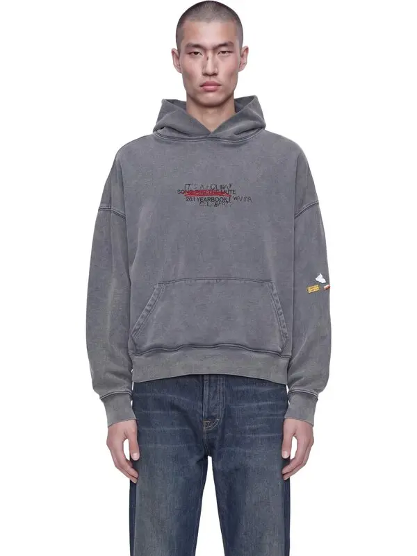 SONG FOR THE MUTE French Terry Hoodie With Embroidered Details - Grey