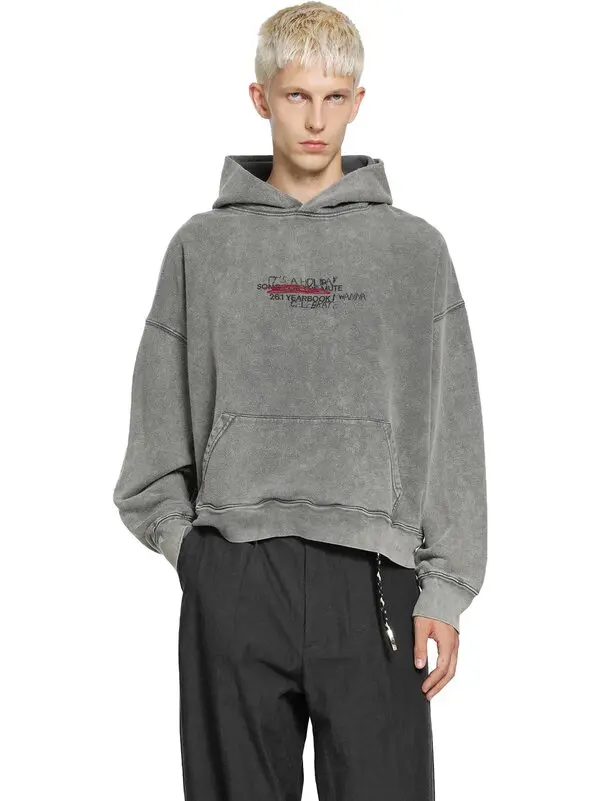 SONG FOR THE MUTE It's A Holiday" Embroidered Terry Hoodie - Grey