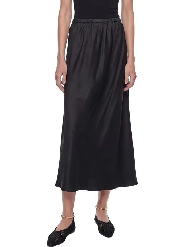 JIL SANDER Fluid Viscose Midi Skirt - Black
