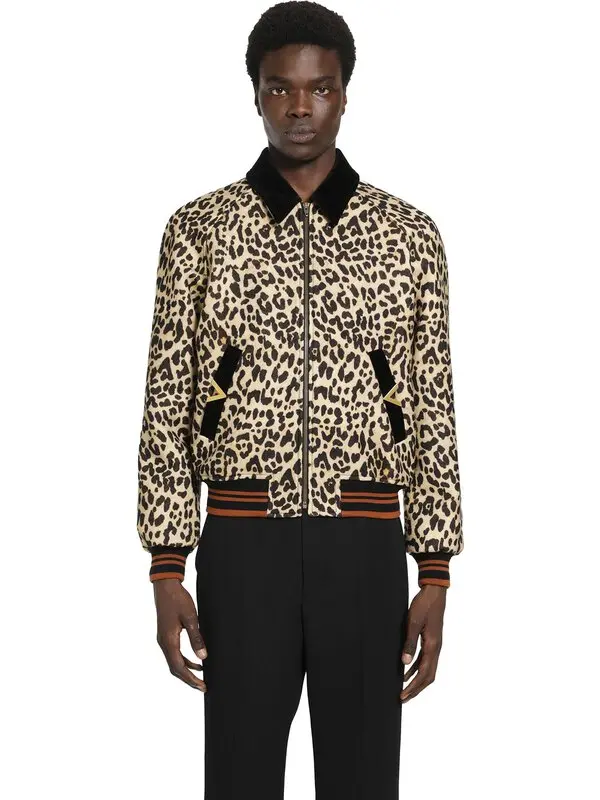 Valentino Garavani Leopard Print Wool Drape Jacket - Beige