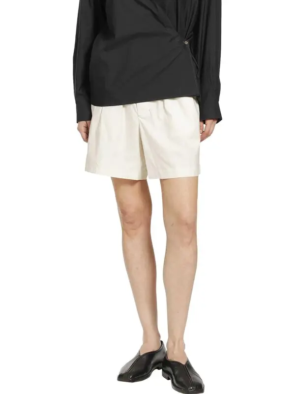 LEMAIRE Gathered Cotton-blend Boxer Shorts - Off-white