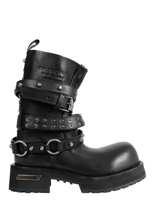 Balenciaga Venom City Leather Boots With Studs - Black