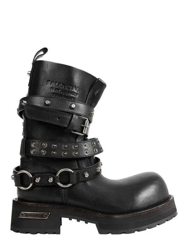 Balenciaga Venom City Leather Boots With Studs - Black