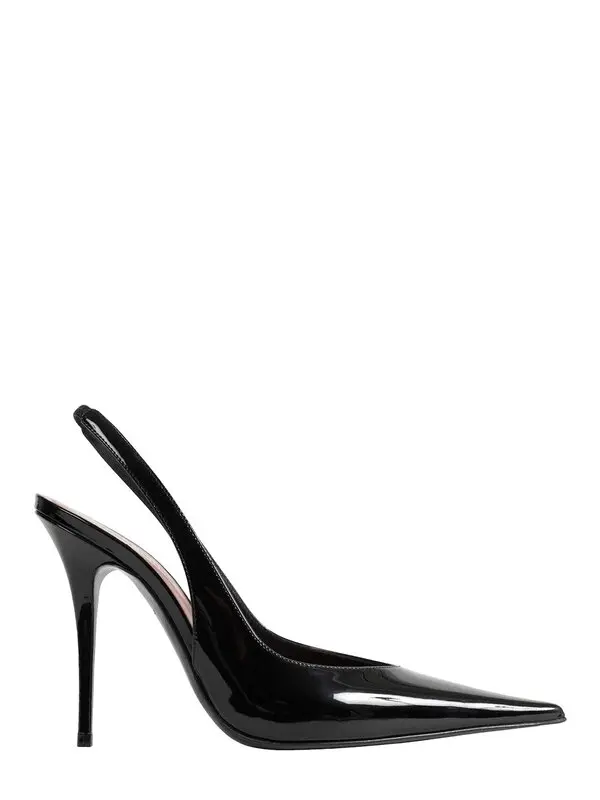 Amina Muaddi Anok Slingback Patent Leather Pumps - Black