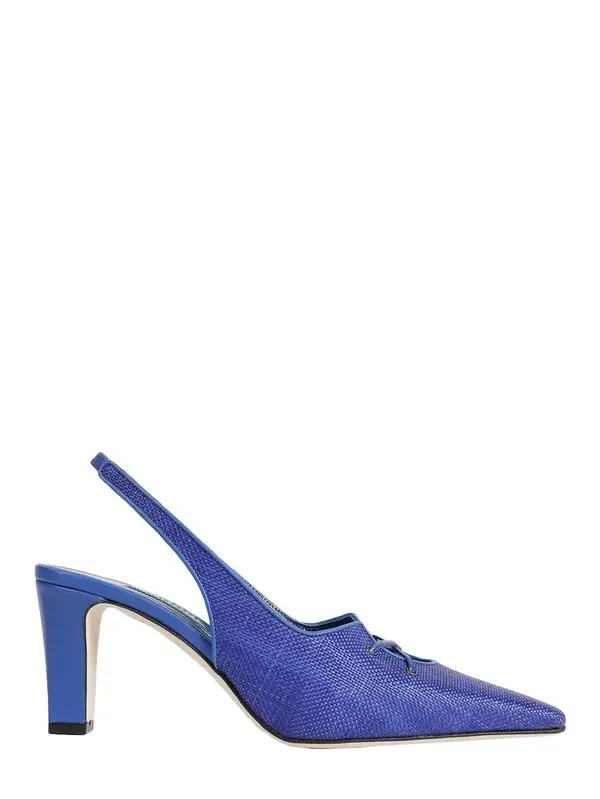 Manolo Blahnik Montbalo 70 Woven Viscose Pumps - Blue
