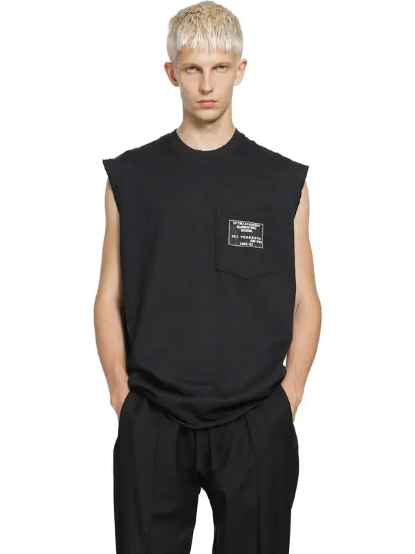 SONG FOR THE MUTE Sftm Academy Sleeveless Tee - Black