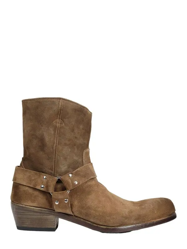 Premiata Suede Ankle Boots With Side Buckle Detail - Brown