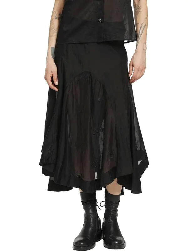 Our Legacy Petti Skirt With Embroidered Draped Panels - Black