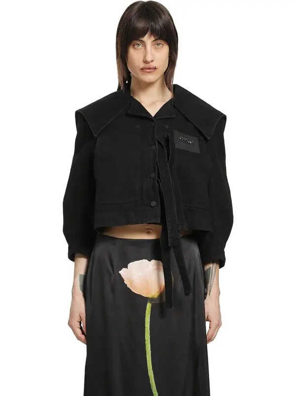 Simone Rocha Cropped Sailor Collar Workwear Jacket - Black