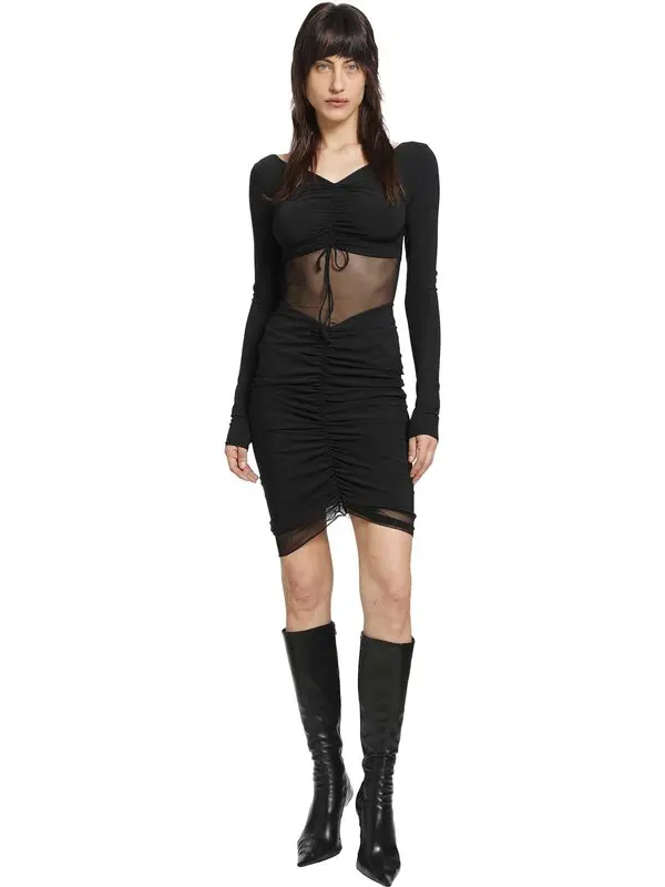 NENSI DOJAKA Ruched Ballet Mini Dress - Black