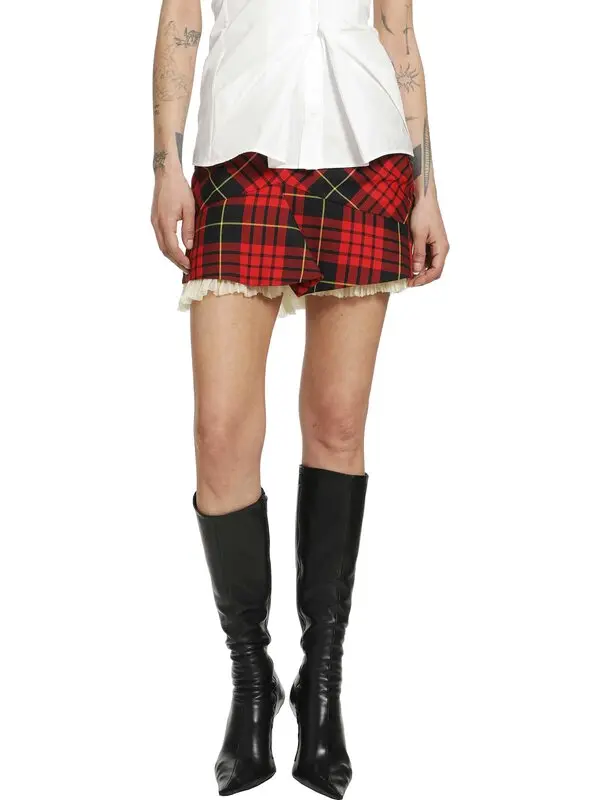 Alexander McQueen Tartan Kickback Mini Skirt - Red