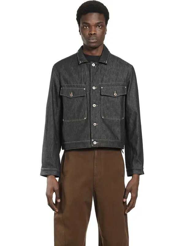 LEMAIRE Studded Trucker Denim Jacket - Grey