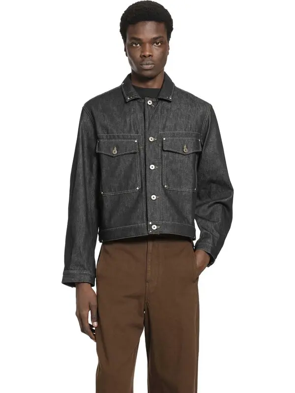 LEMAIRE Studded Trucker Denim Jacket - Grey