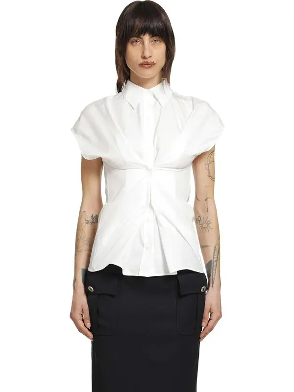 Alexander McQueen Gathered Poplin Shirt - White