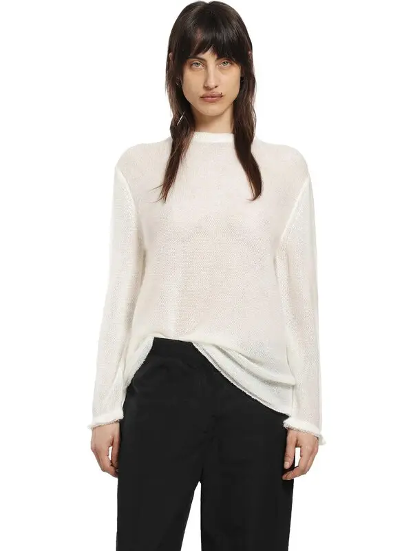 TOTEME Long Open Weave Knit Sweater - Off-white