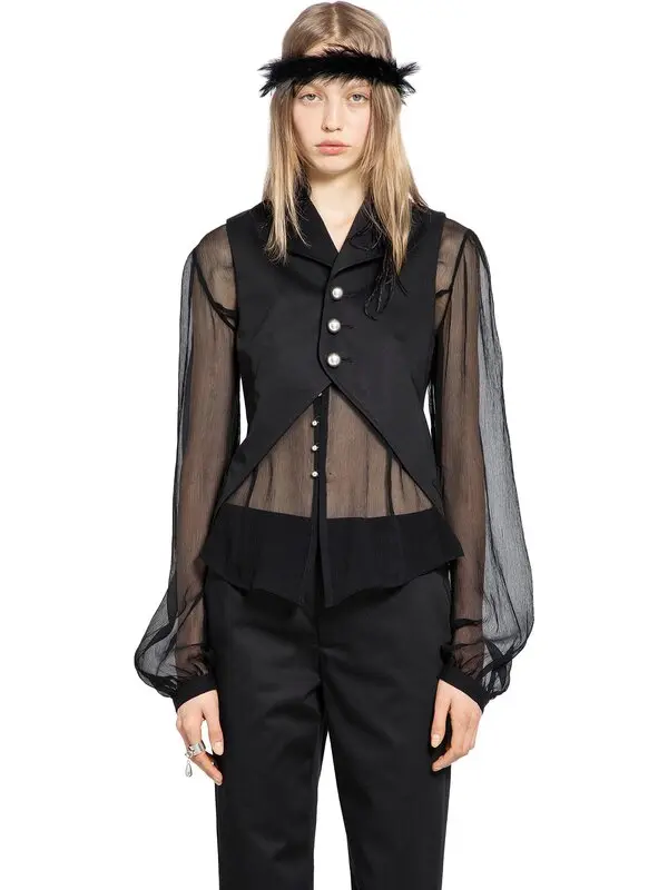 ANN DEMEULEMEESTER Lune Open Front Waistcoat - Black