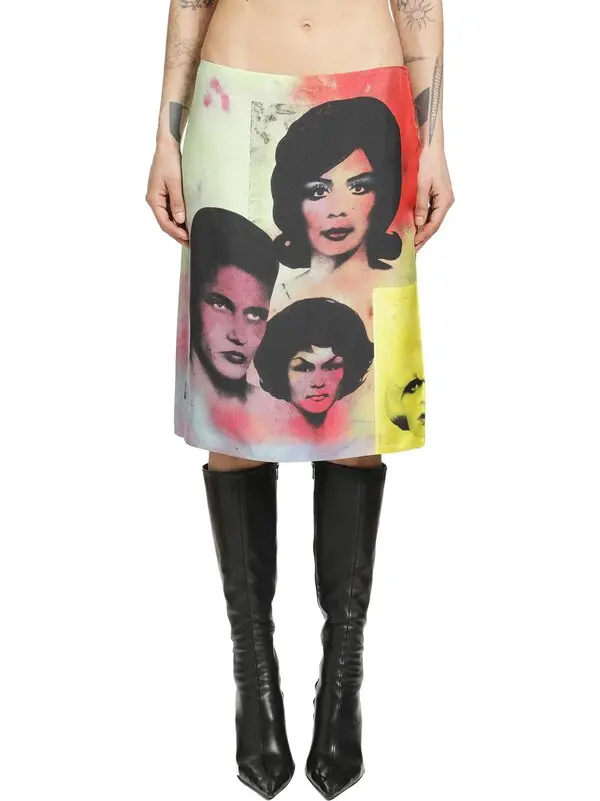Versace The Party" Print Silk Twill Skirt - Multicolor