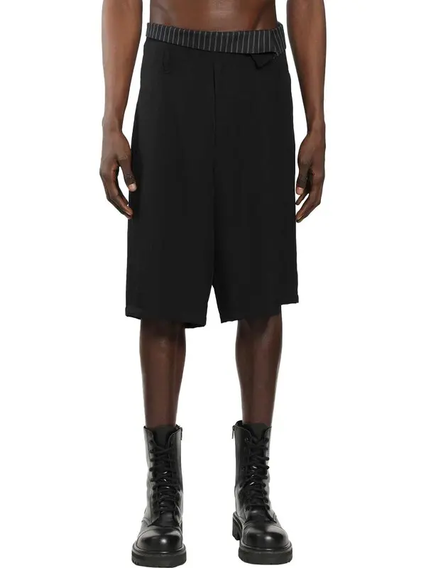 Yohji Yamamoto Wool Gabardine Thai Shorts - Black