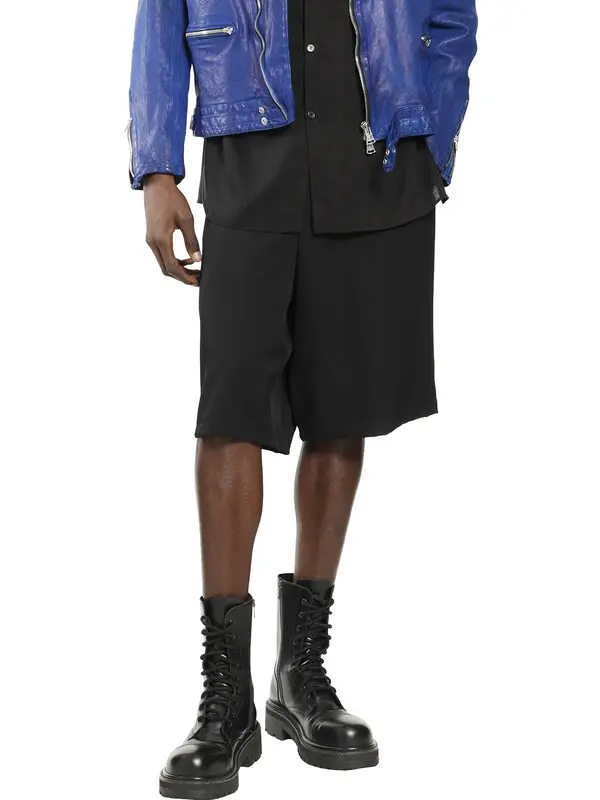 Yohji Yamamoto Wool Gabardine Thai Shorts - Black
