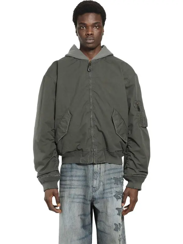 Balenciaga Hooded Standard Bomber Jacket - Grey