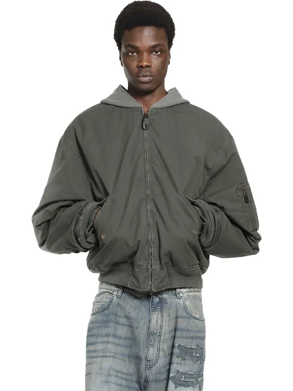 Balenciaga Hooded Standard Bomber Jacket - Grey