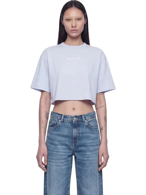 Marni Cropped Logo T-shirt - Blue