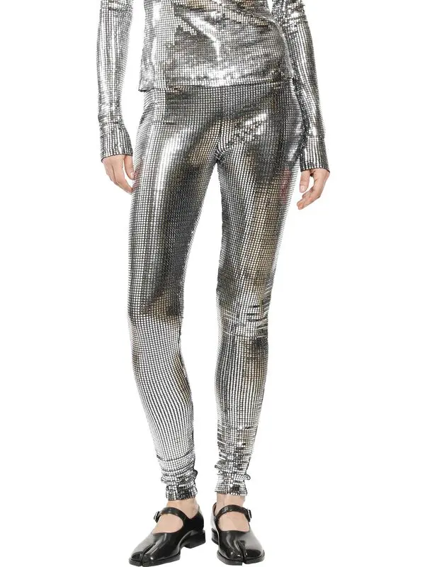 MAISON MARGIELA Sequined Stretch Nylon Trousers - Silver