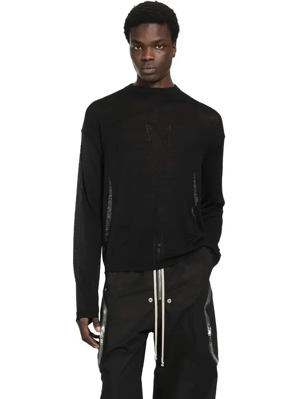 Rick Owens Temple Sheer Knit Sweater - Black