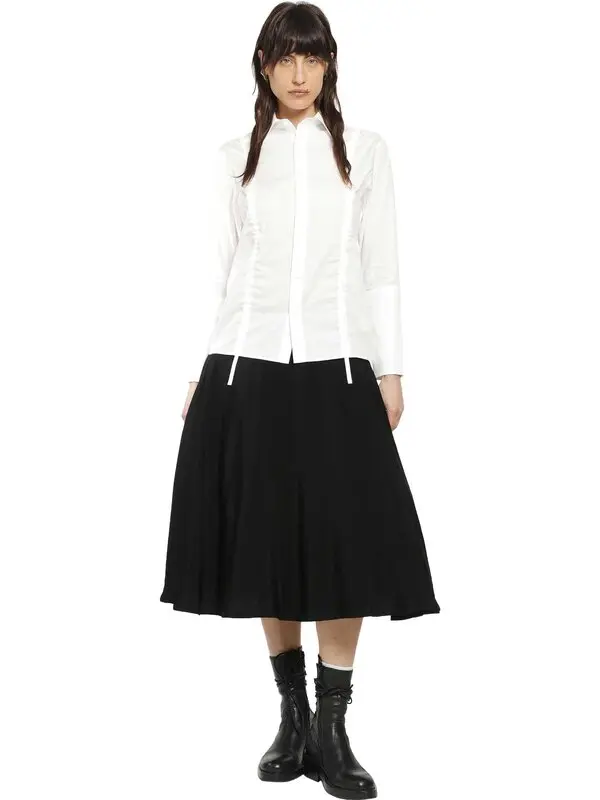 Yohji Yamamoto Crepe De Chine Gathered Skirt - Black