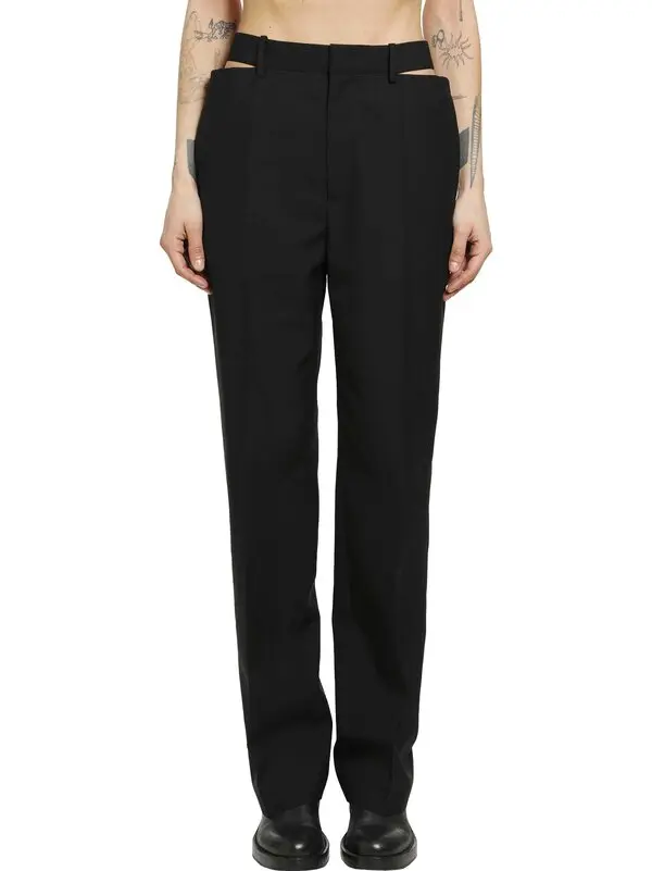 JIL SANDER Wool Trousers With Waist Cut-outs - Black