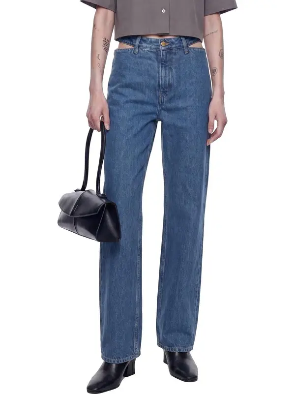 JIL SANDER High-waisted Straight-leg Jeans With Cut-out Detail - Blue