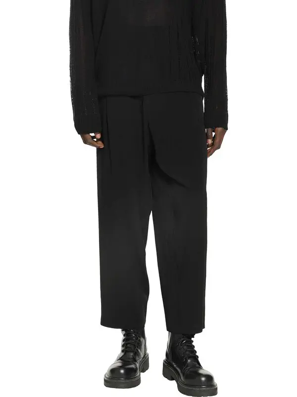 Yohji Yamamoto Pleated Cropped Trousers - Black
