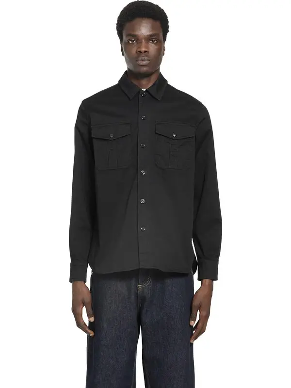 Moncler Stretch Cotton Gabardine Shirt - Black