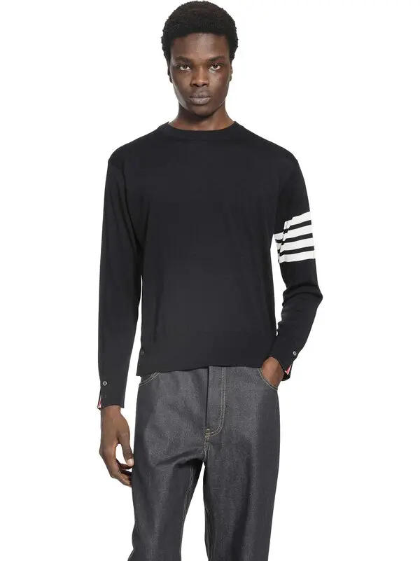 Thom Browne Fine Merino Wool 4-bar Pullover - Blue