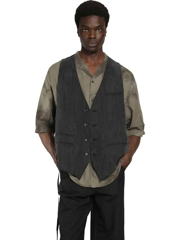 ANDREA YA AQOV Lyocell Nylon Tailored Vest - Black
