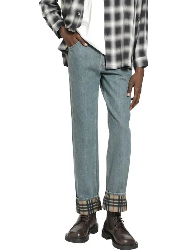 Burberry Light Wash Denim Straight Leg Jeans - Blue