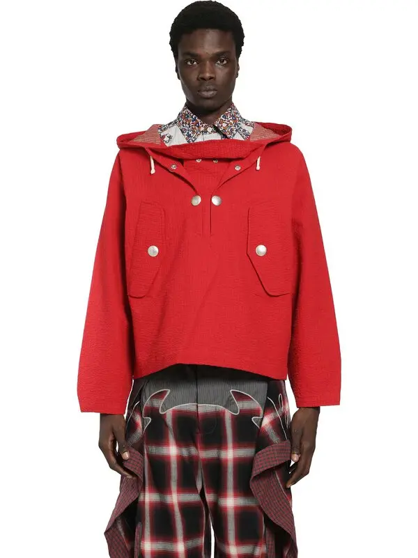 CRAIG GREEN Embroidered Linestitch Cagoule - Red