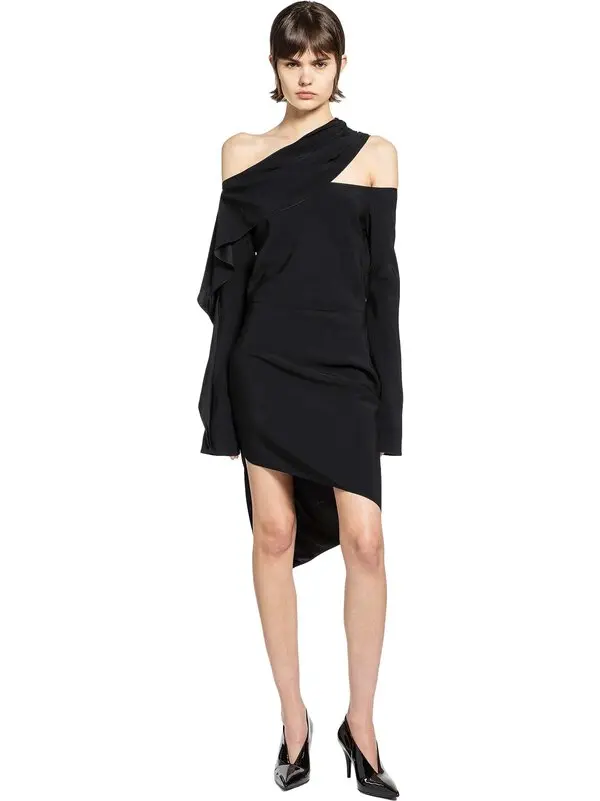 NENSI DOJAKA Asymmetrical Long Sleeve Mini Dress - Black